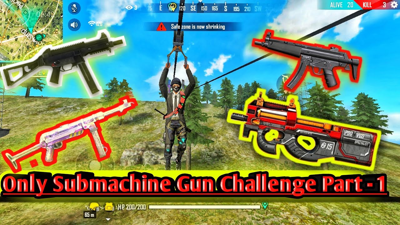 ONLY SUBMACHINE GUN CHALLENGE IN FREE FIRE | Mp40, Mp5, P90, UMP Gun ...
