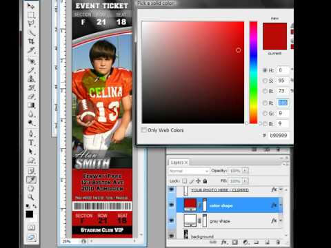 ProLines Vol 2 sports Ticket customization in Photoshop - YouTube