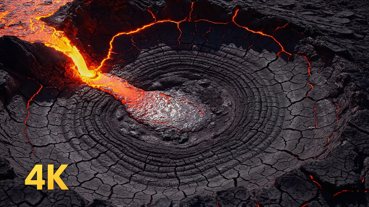 1 Hour of 4K Lava Stream Feeding Circular Pool — Sounds for Sleep Nap ...