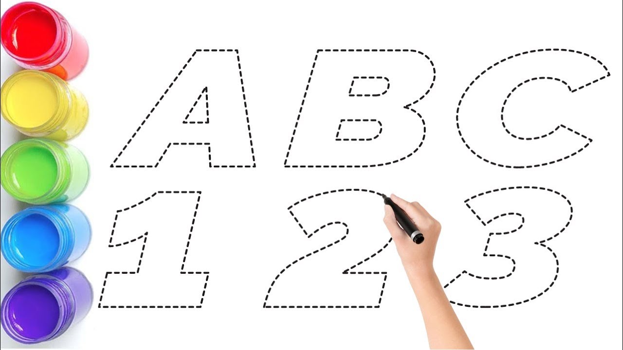 How to Draw and Paint Alphabet Letters ABC-123 with glitter for kids ...