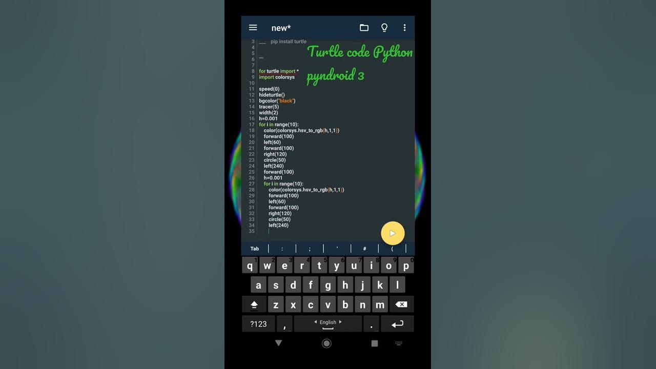 Turtle Code Python pyndroid 3 #shorts #python #denmasgeo #pydroid3 - YouTube