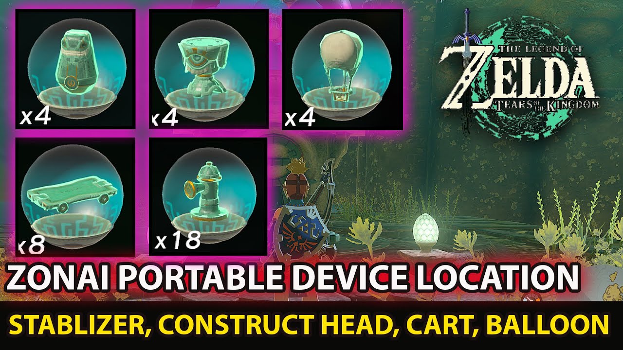 Zonai Portable Device Stablizer, Construct Head, Cart, Balloon, , Guide Zelda Tears Of The ...