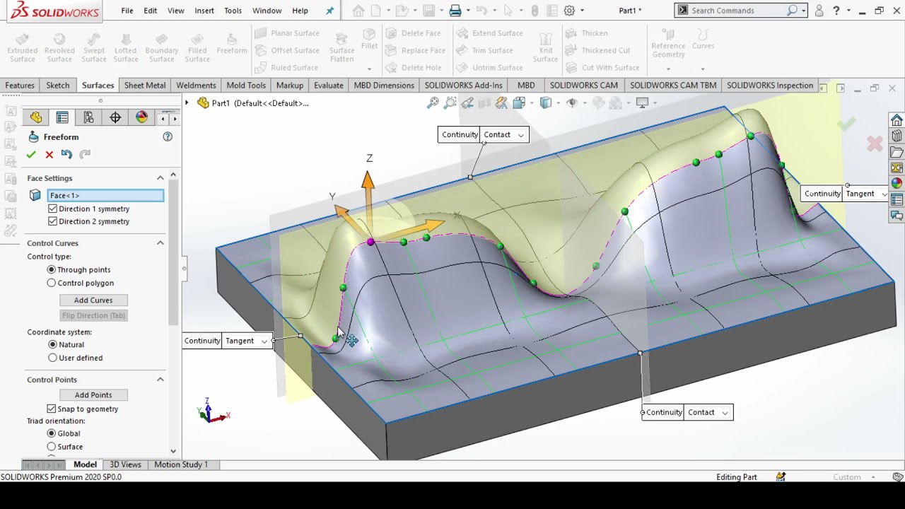 Solidworks Freeform Surface Feature | Solidworks Surface Tutorials ...