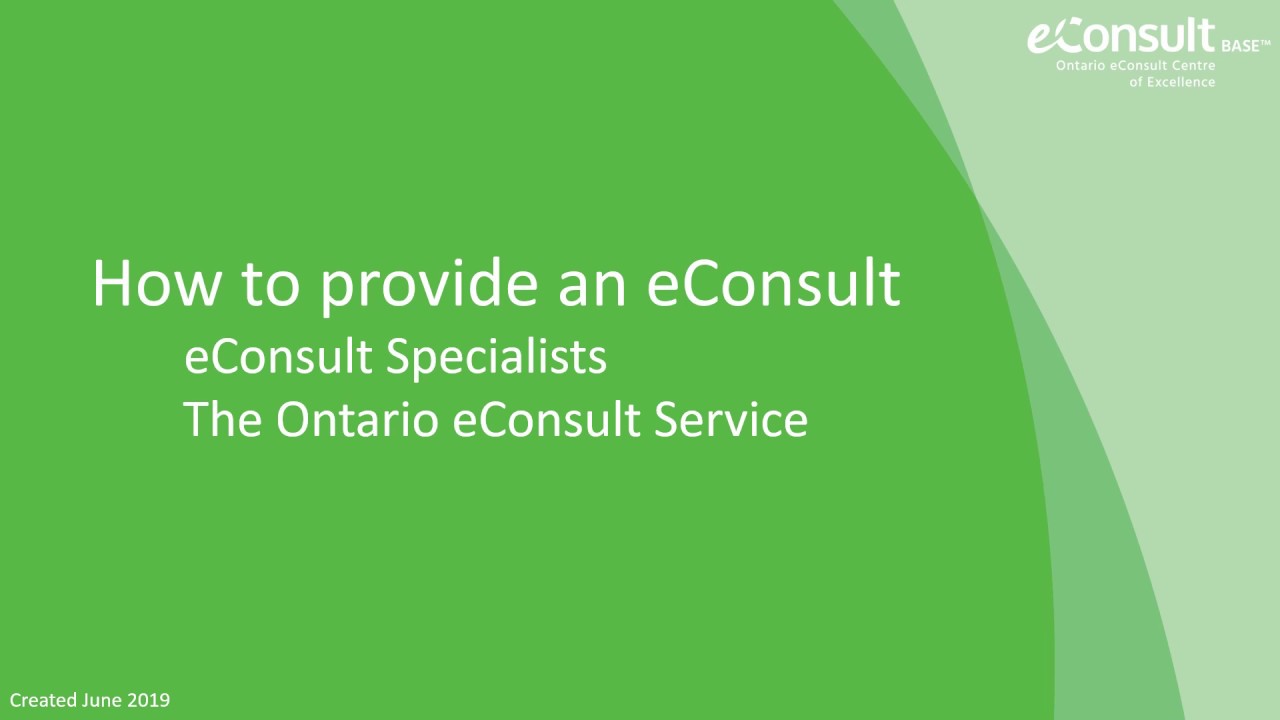 How to Provide an eConsult - The Ontario eConsult Service - YouTube
