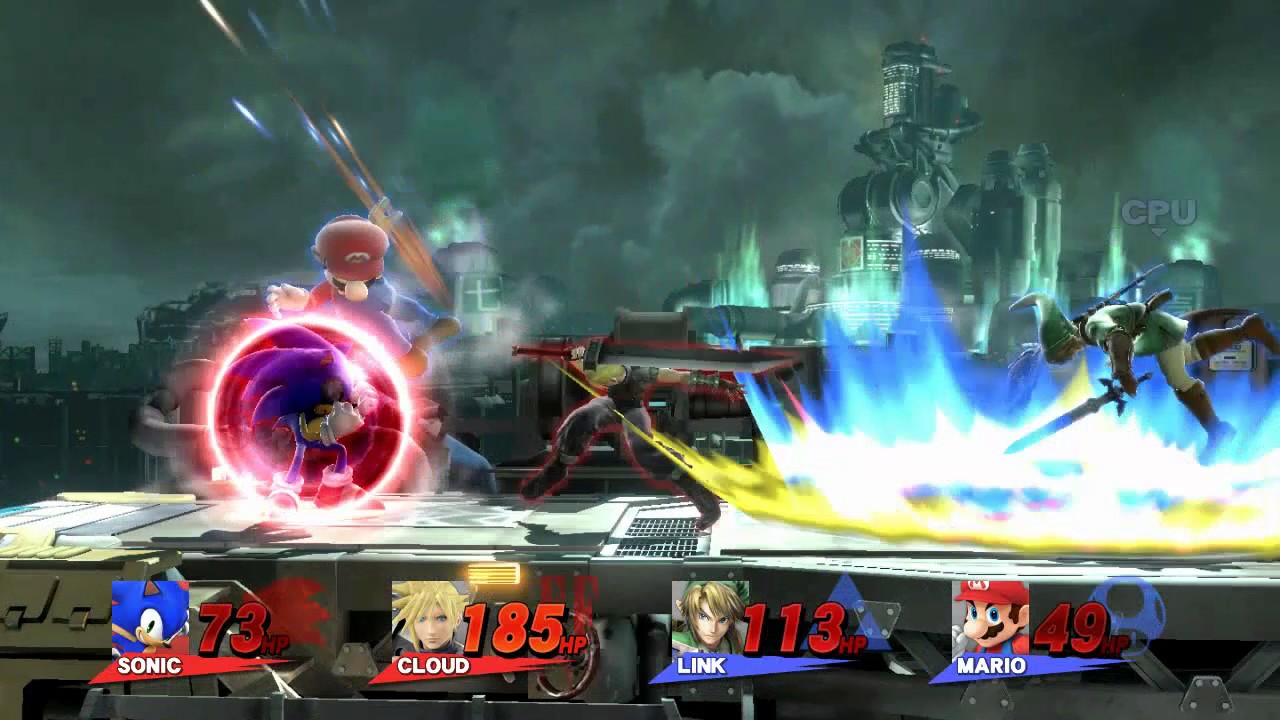 SSB4 - DOUBLE DEATH BATTLE - Sonic and Cloud VS Link and Mario - YouTube
