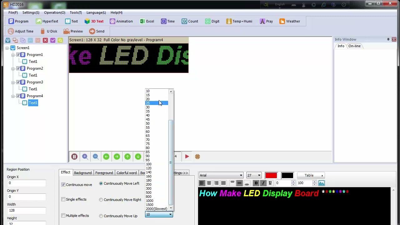 How to program a full color scrolling Text Led sign. - YouTube