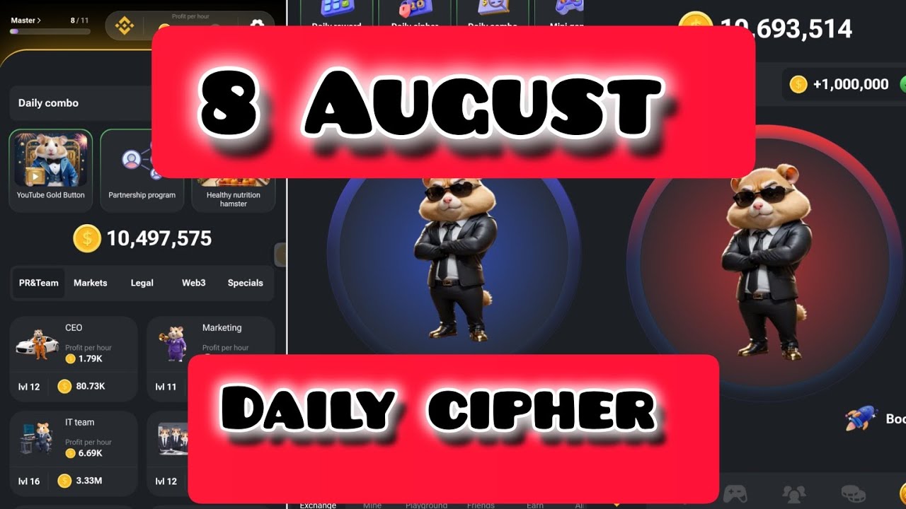 8 August Daily cipher| Hamster Kombat | Daily combo | Daily cipher # ...