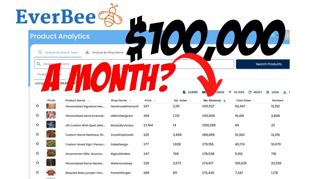 Everbee: Etsy Product Analyzer/Shop Analyzer Full Tutorial - YouTube