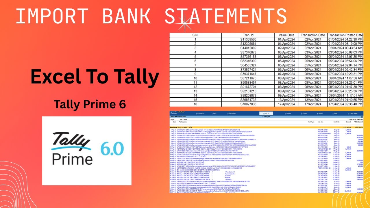 Import Bank Statements to Tally - Excel to Tally - YouTube