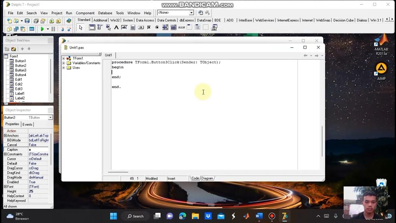 membuat kalkulator sederhana dari aplikasi delphi - YouTube