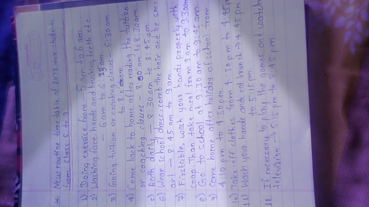 New Routine Time Table Of 2077 For Students From Class 5 To 9 YouTube New Routine Time Table Of 2077 For Students From Class 5 To 9 YouTube