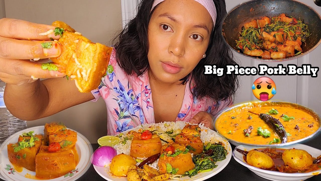 Big Size Pork Belly Mukbang/Fatty Pork Belly/Nepali Mukbang Dal Bhat ...