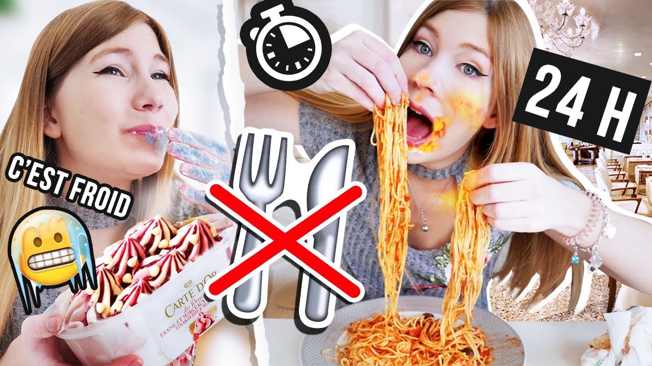 Je Mange TOUT qu'avec LES DOIGTS Pendant 24H - YouTube