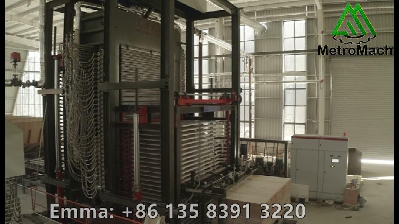 Automatic load and unload system for plywood hot press machine - YouTube