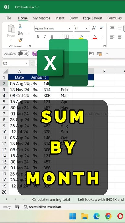 Sum By Month in Excel #exceltricks #exceltips #excel - YouTube