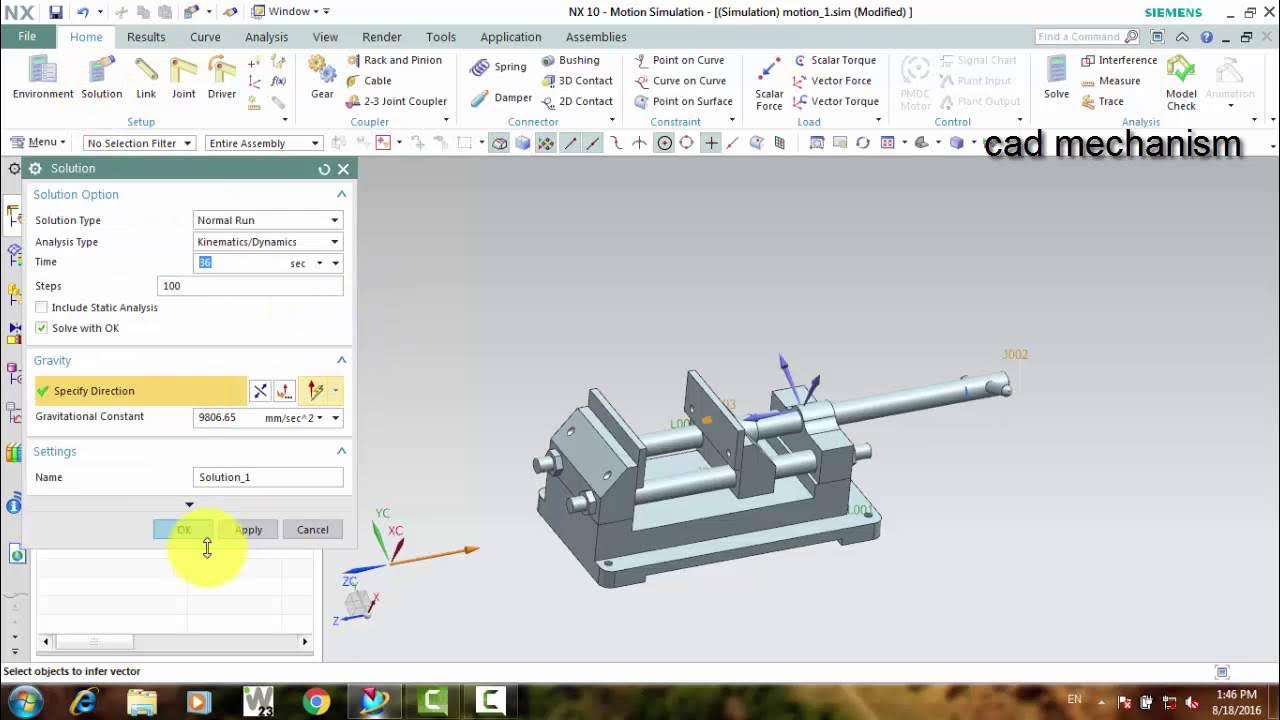 vise mechanism nx motion simulation tutorials - YouTube