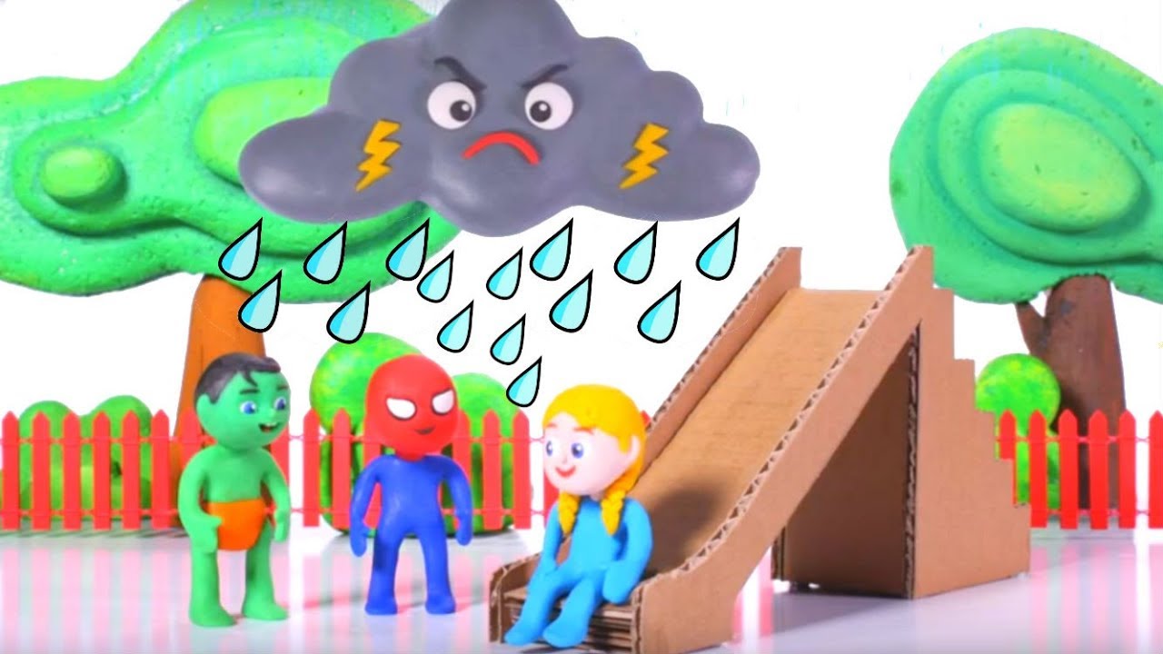 The Rain Destroyed The Cardboard Slide Cartoons For Kids - YouTube