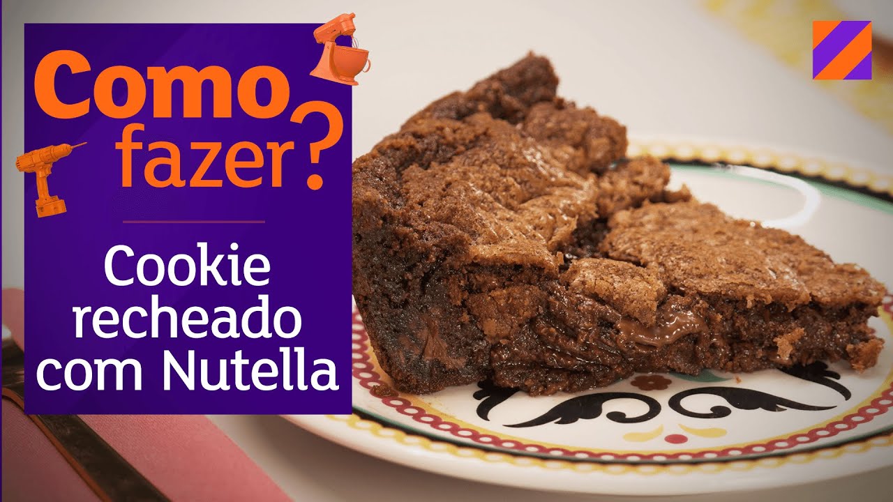 COMO FAZER COOKIE RECHADO COM NUTELLA | TORTA COOKIE GIGANTE - YouTube