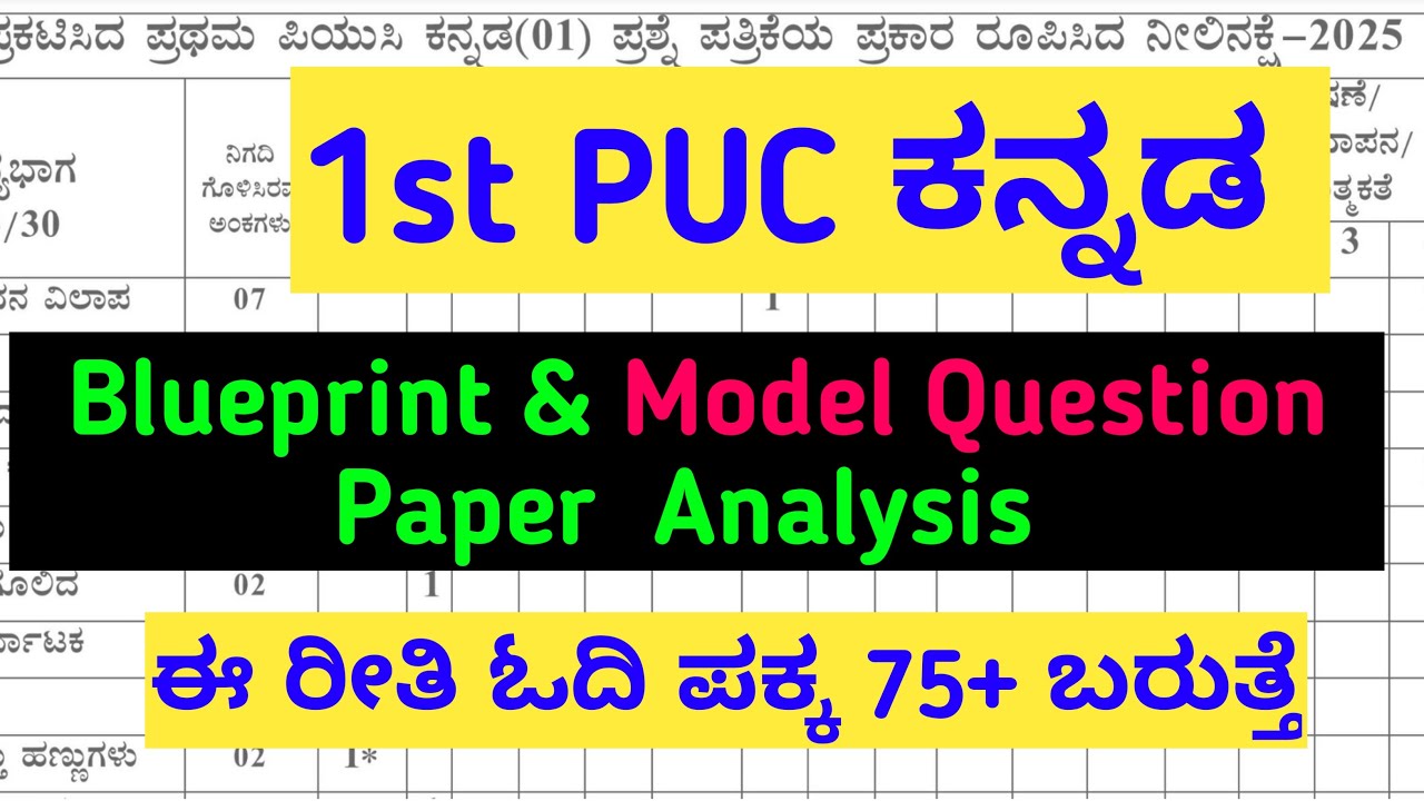 1st PUC ಕನ್ನಡ Blueprint & Model Question Paper Analysis ಈ ರೀತಿ ಓದಿದ್ರೆ ...