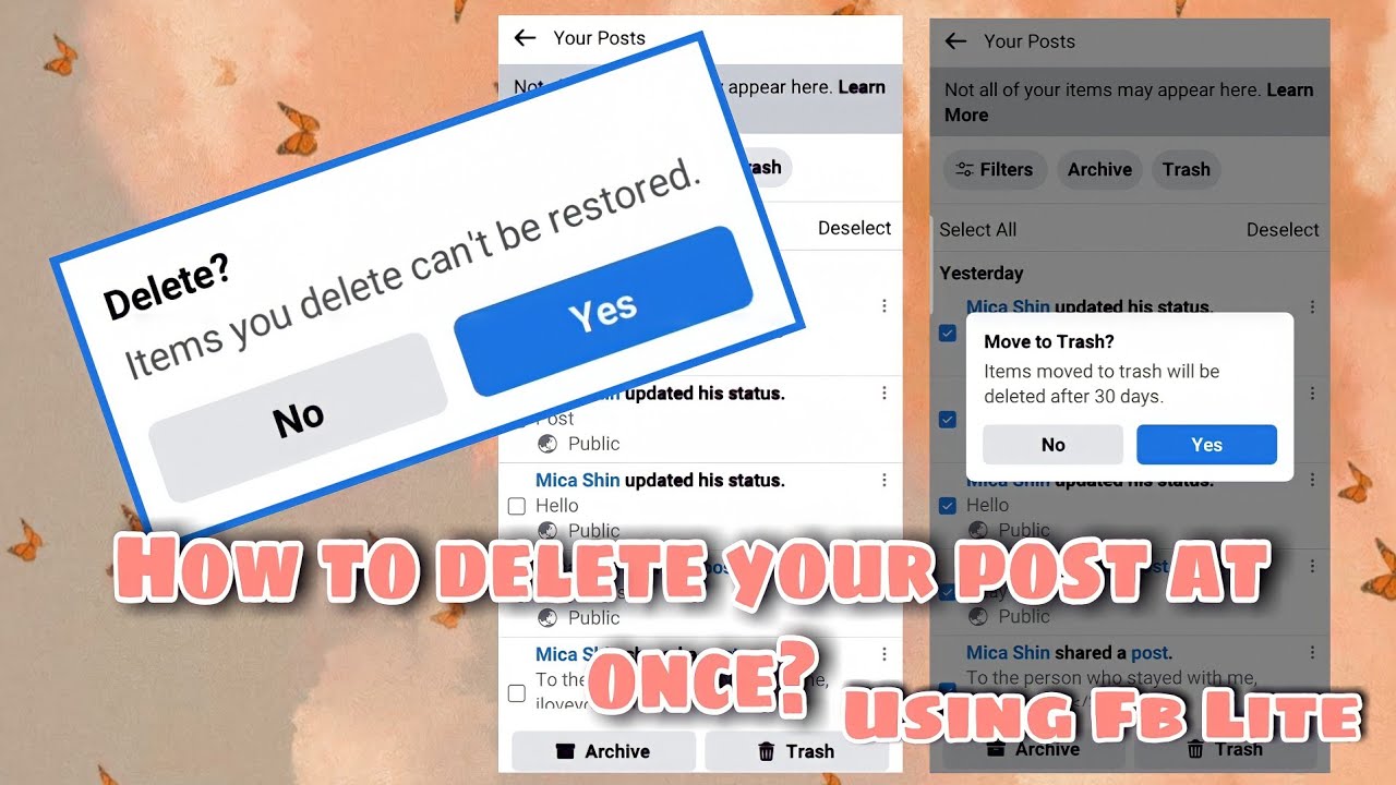 How to delete all your post permanently using Fb lite - YouTube