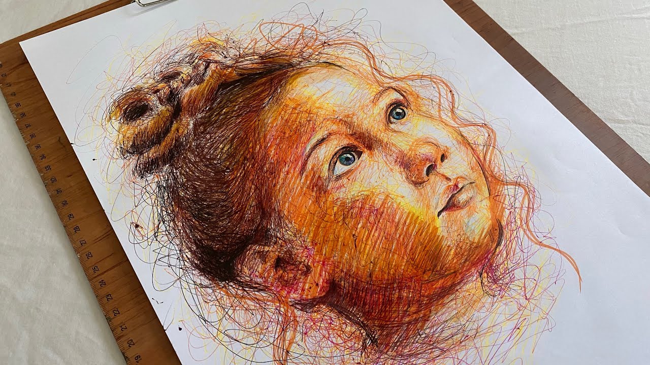 Incredible Child Portrait Drawing with Pen – Watch the Magic! - YouTube