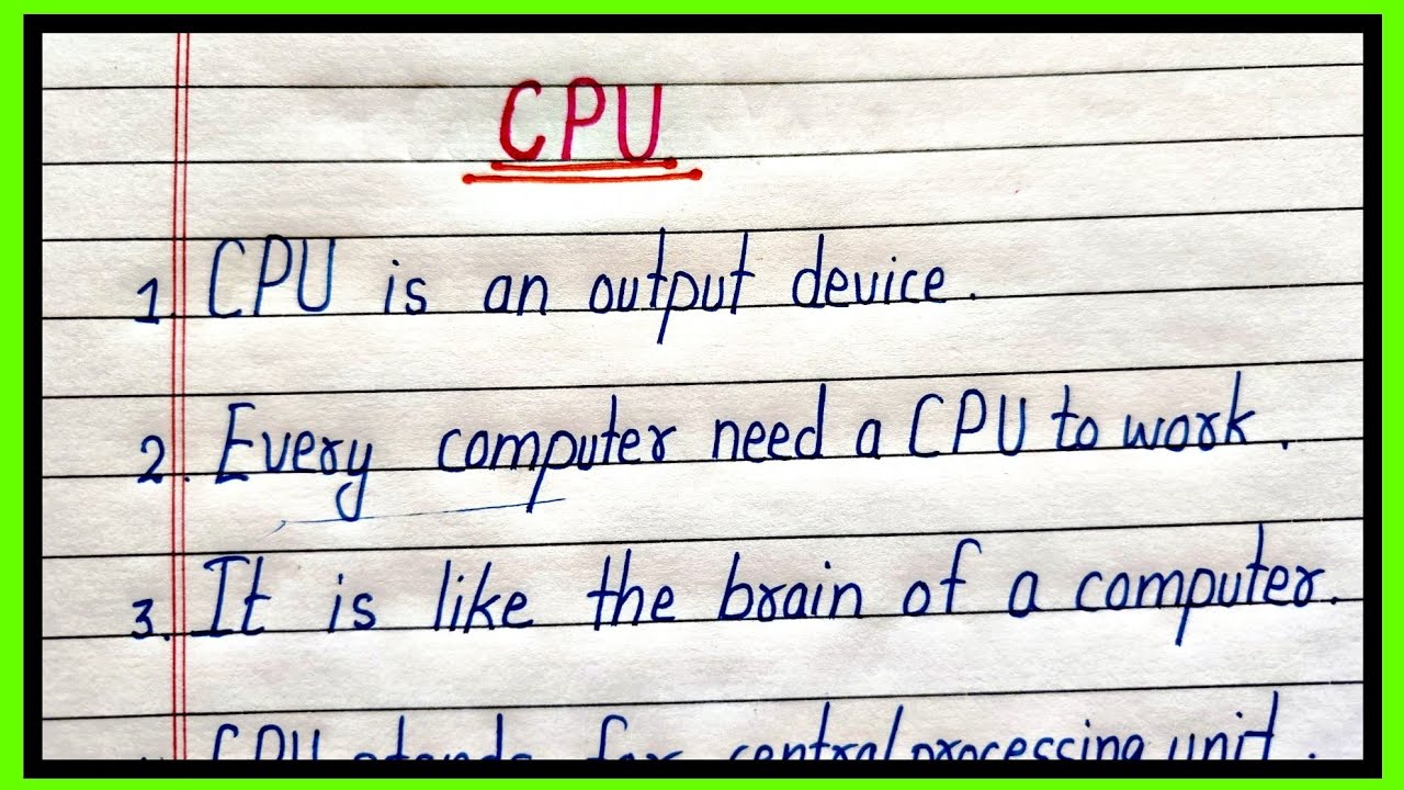 essay on CPU/10 lines on CPU in english /CPU par nibandh - YouTube