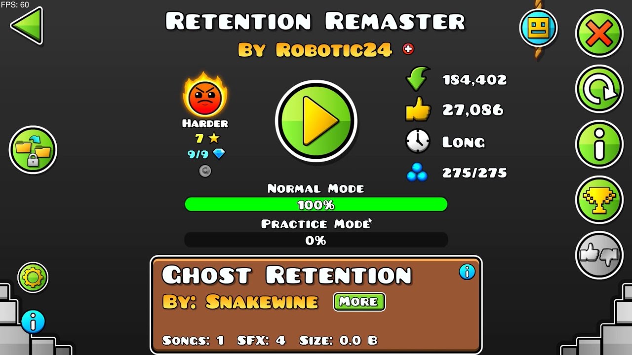 Geometry Dash, Retention Remaster, 100% 2025 - YouTube