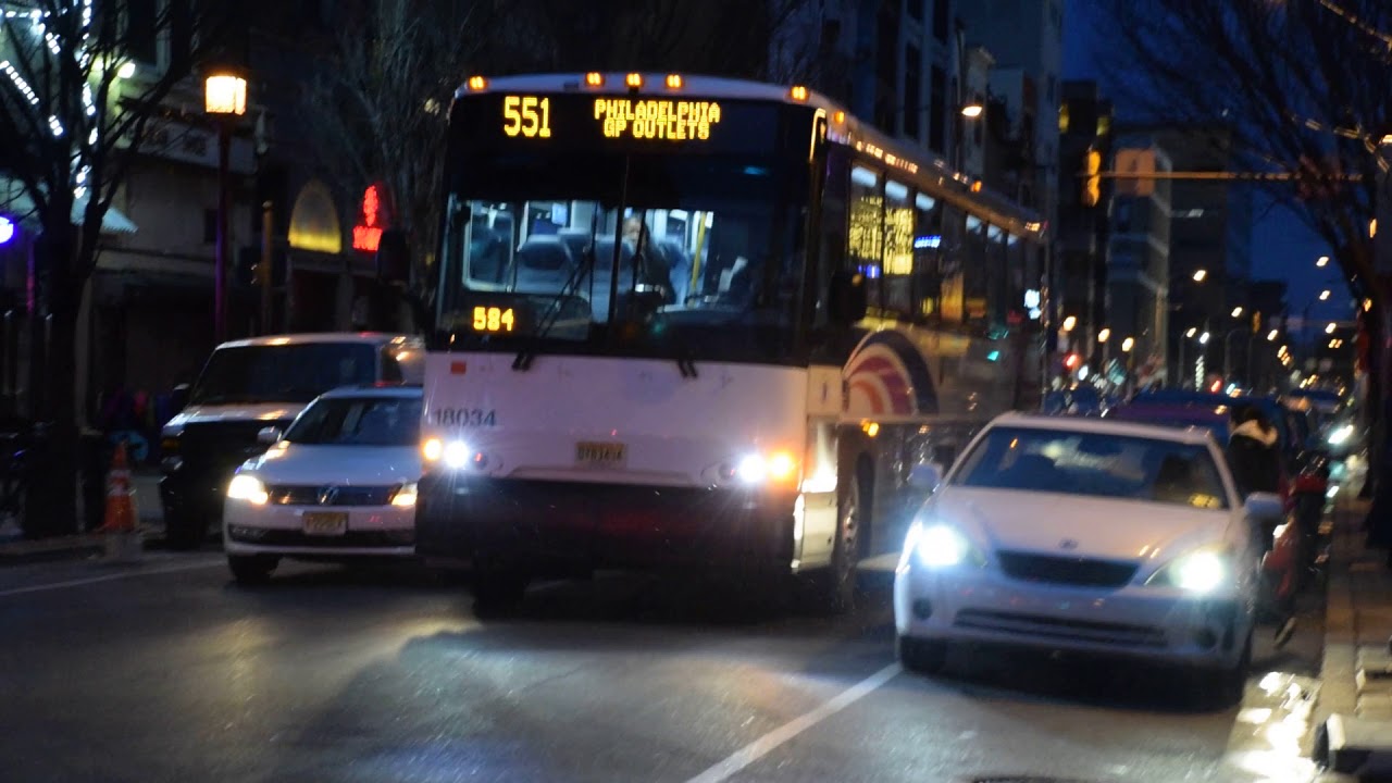 New Jersey Transit 2018 MCI D4500CT #18034 operating the 551 along Arch ...
