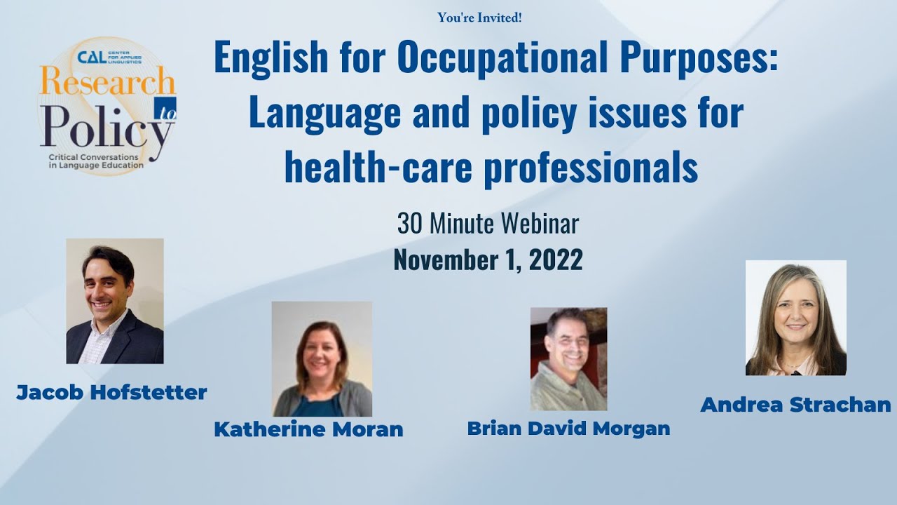 English for Occupational Purposes: Language and Policy Issues for ...