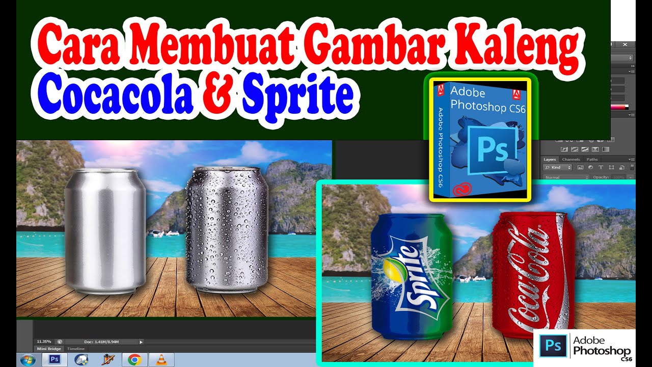 Cara Membuat Gambar Kaleng Cocacola & Sprite #photoshopcs6 #tutorial ...