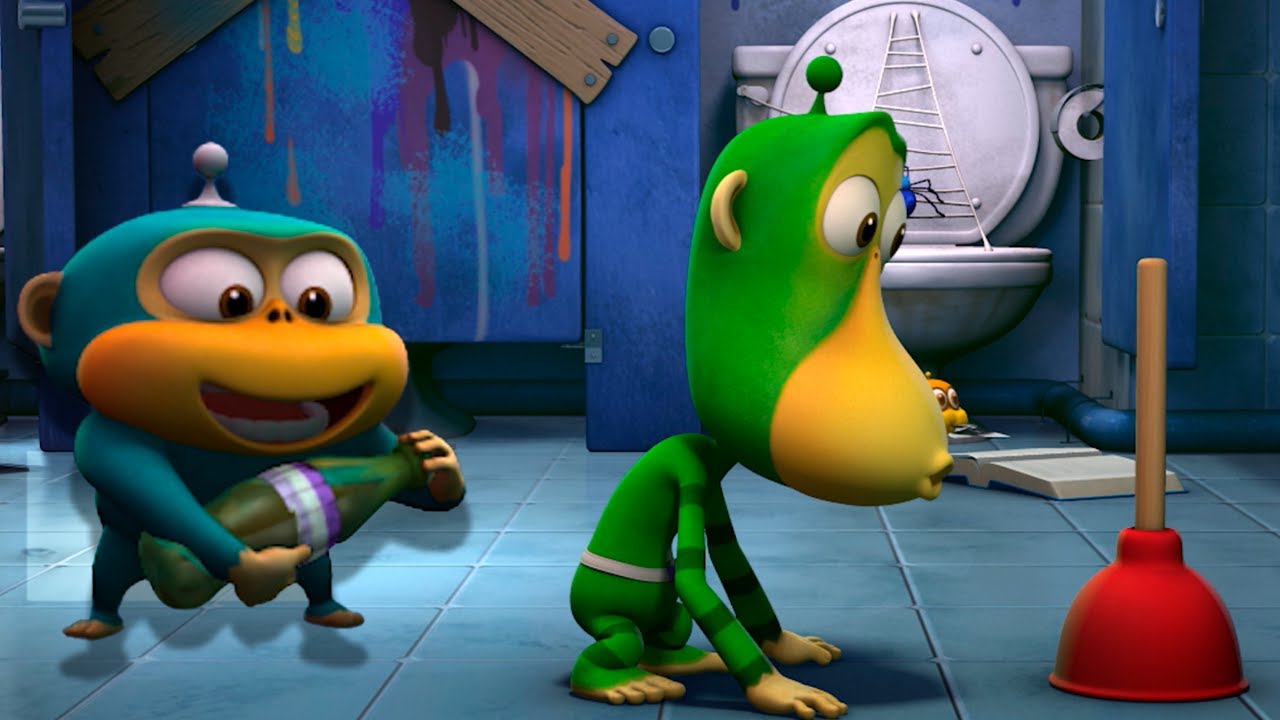 Alien Monkeys 👽Bathroom 🚽 Animation for Kids | WOW CLUB - YouTube