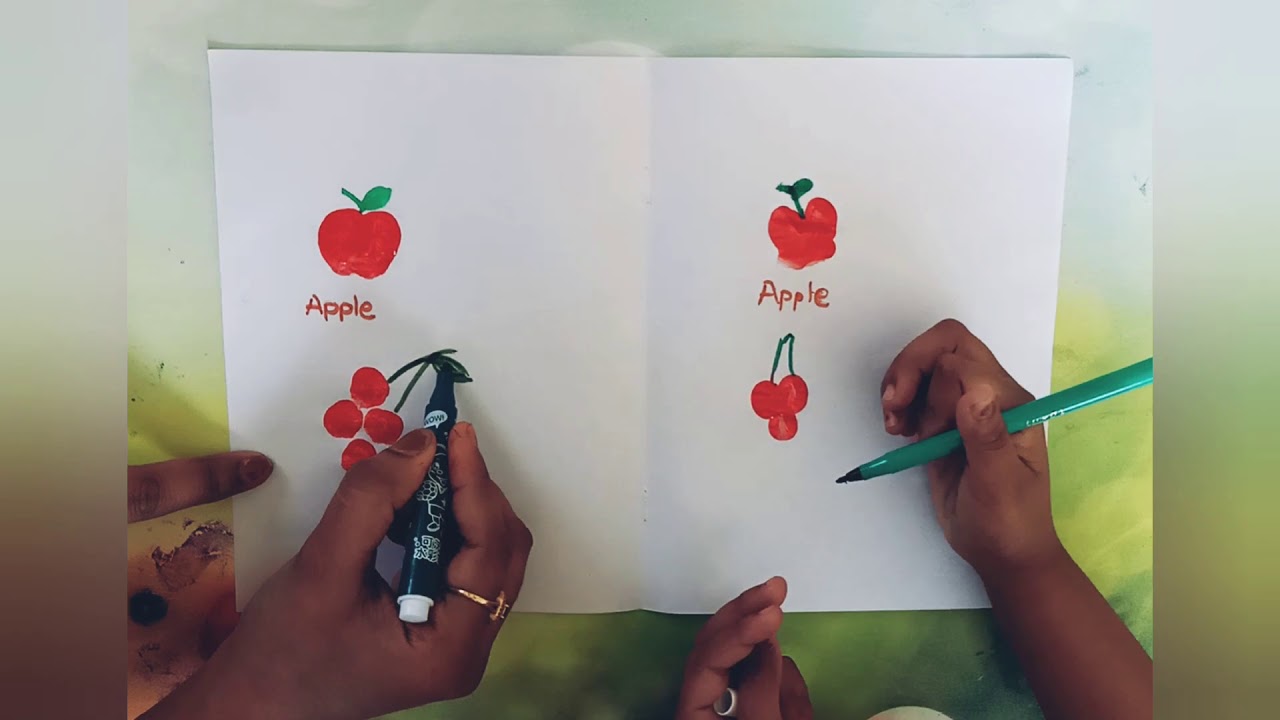 Fingerprint fruits Drawing for kids/ How to Draw Fruits by using ...