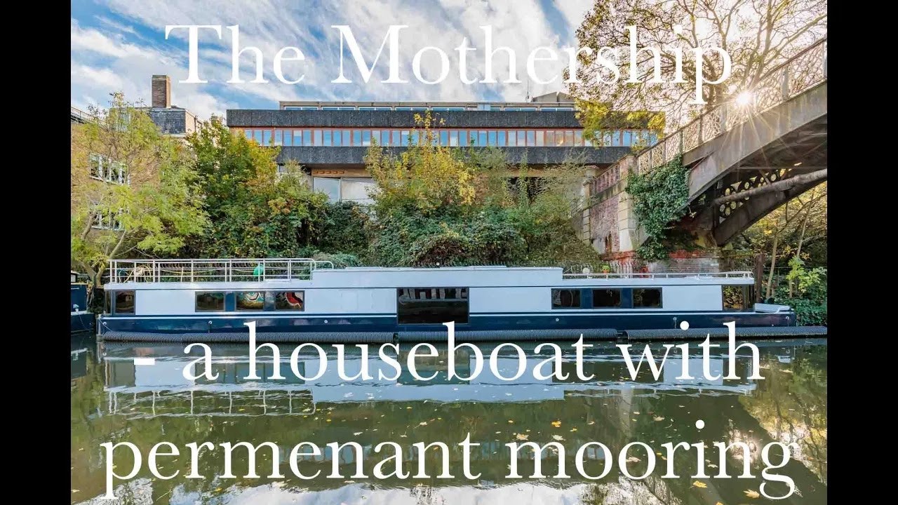 The Mothership a beautiful houseboat with permanent mooring - YouTube