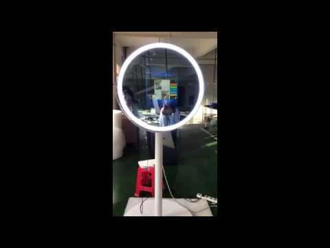 Round ring led light selfie mirror photobooth in white -GTM - YouTube