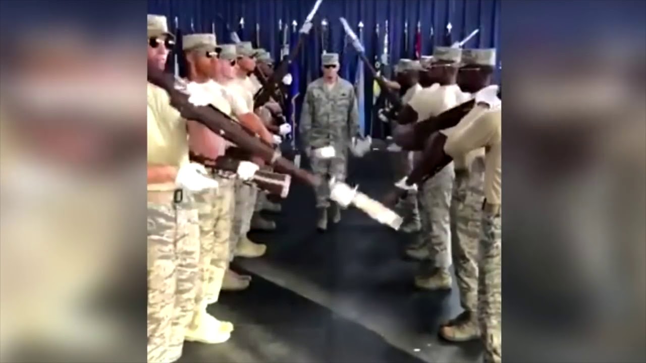 Captain Bravery walks through a whirlwind of twirling bayonets and ...