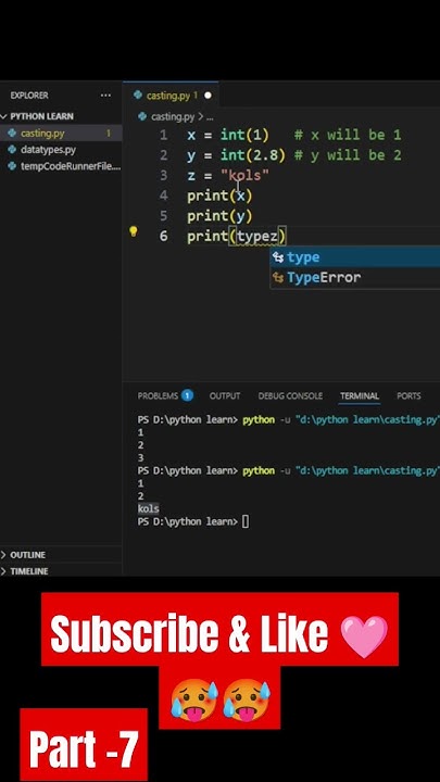 Python Tutorial for Beginners (part-7) 🔥"🔥"🔥"🔥"🔥" | Learn casting part-7 #python #programming ...