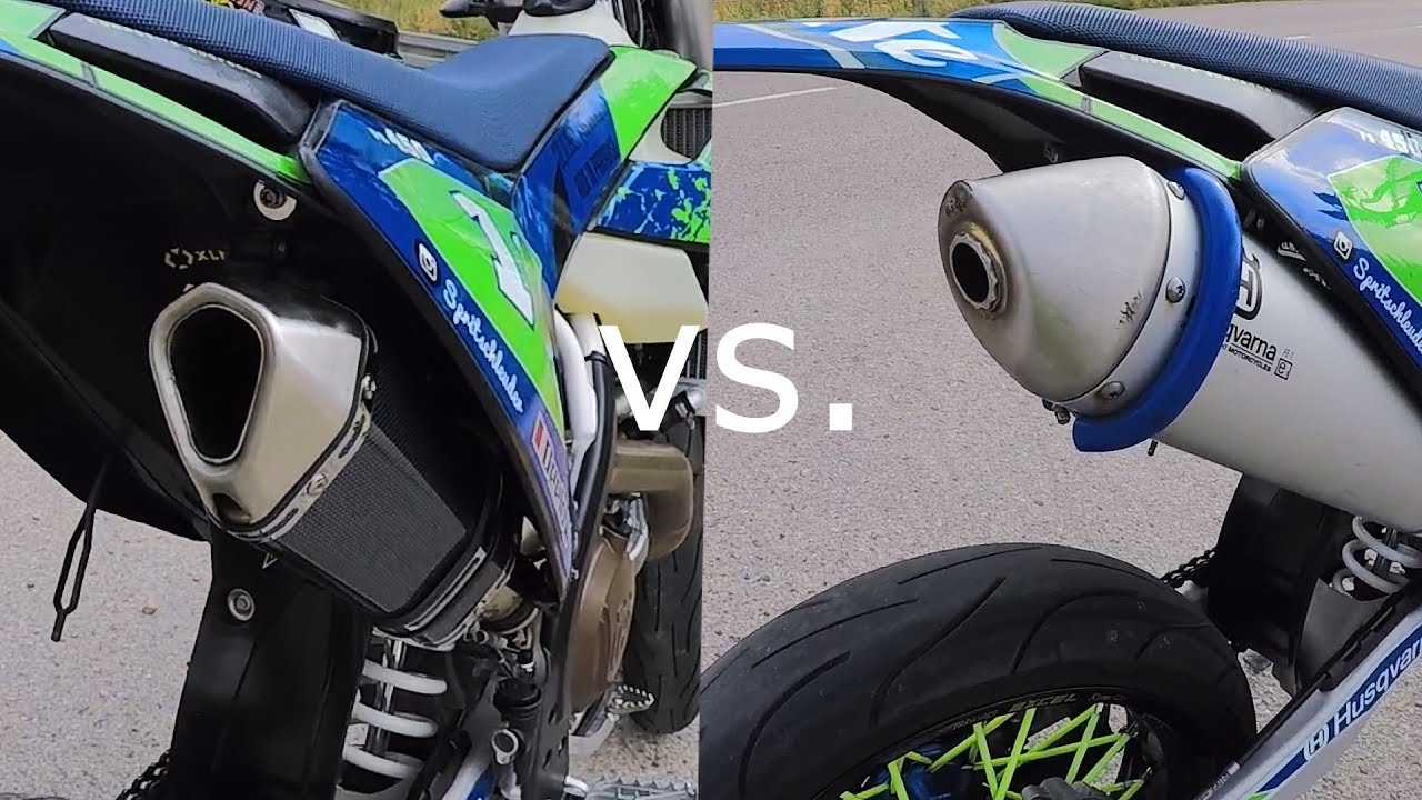 Fake Akrapovic vs. Stock Exhaust // Husqvarna FE 450 Supermoto Sound ...