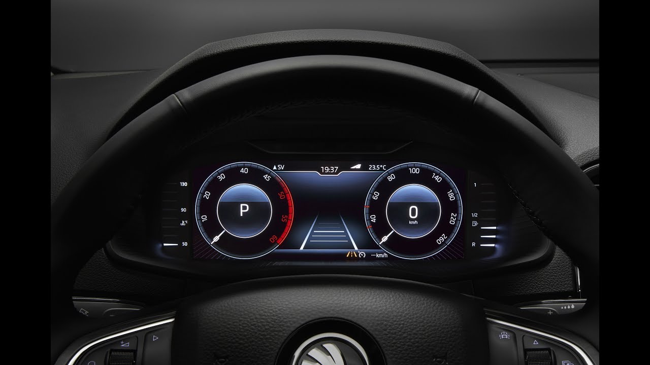 Das ist der voll digitale Tacho des Skoda Karoq - YouTube