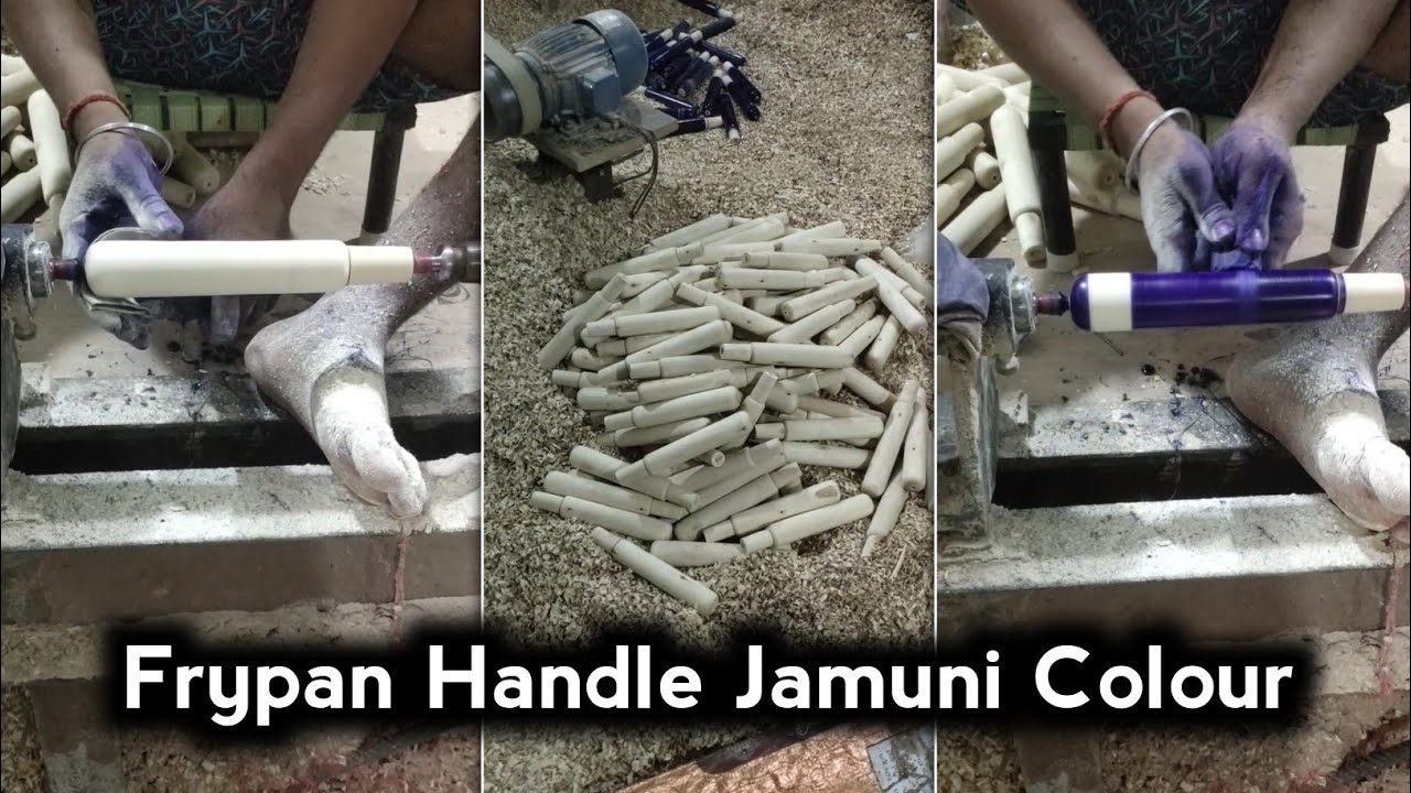 Frypan Handle Jamuni/Violet Colour Lakh Polish Tutorial | Frypan Handle ...