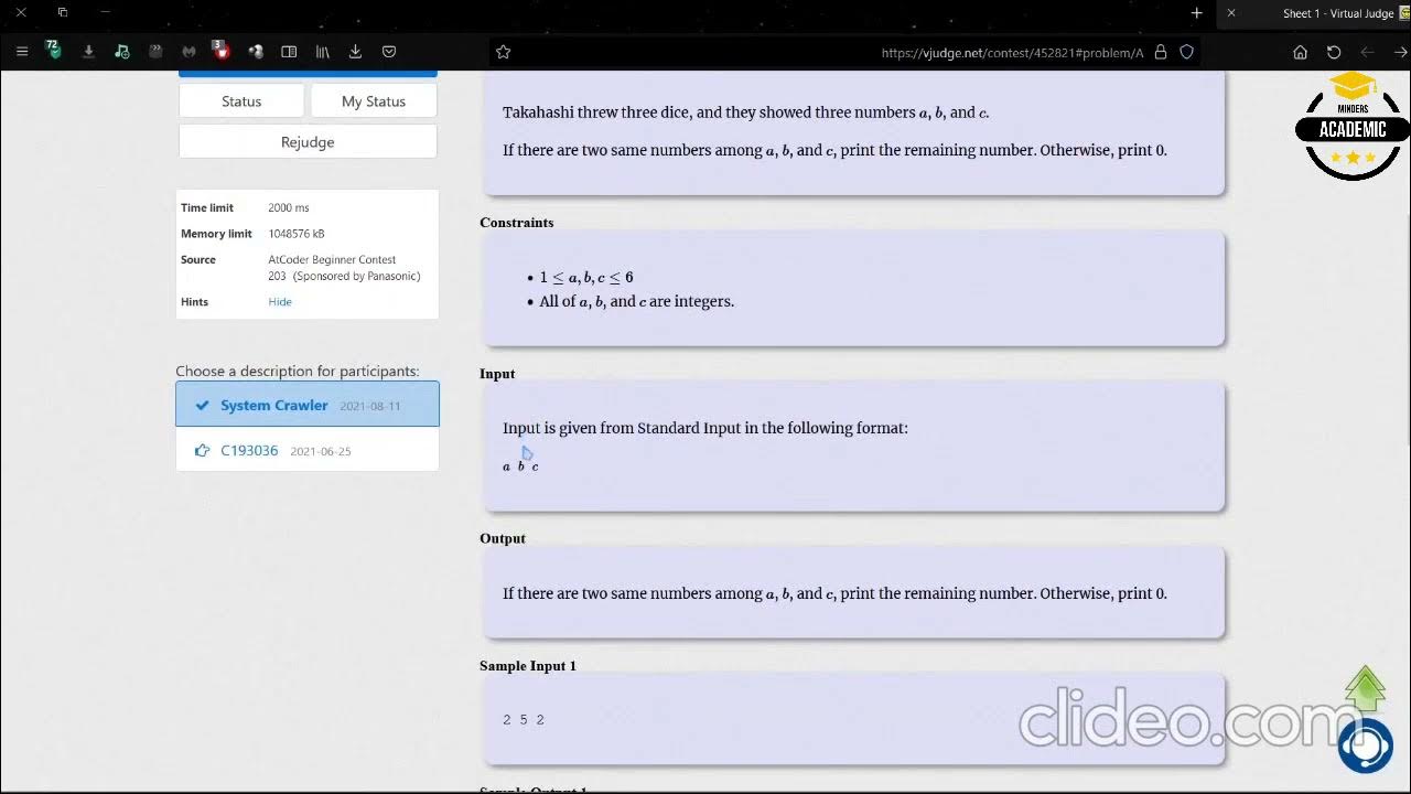 How to use Vjudge with an example.. - YouTube