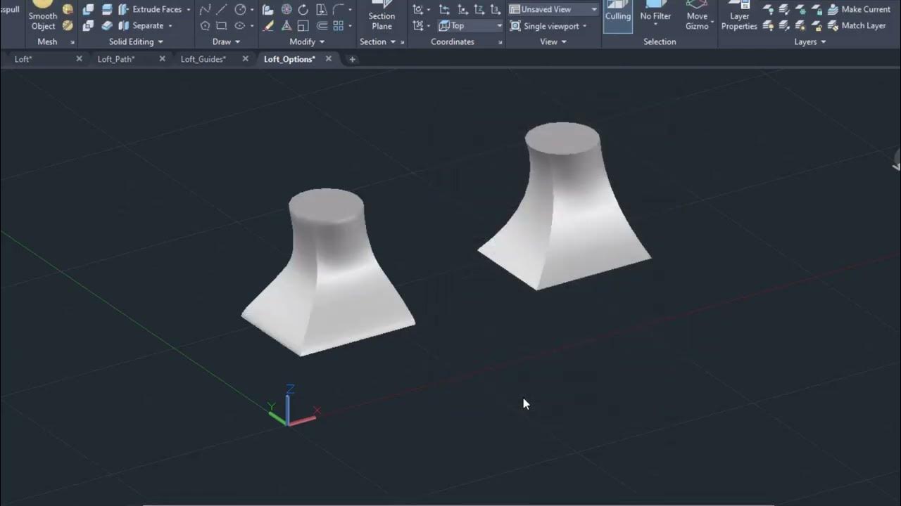 Loft tool (AutoCAD 3D Tutorials) - YouTube