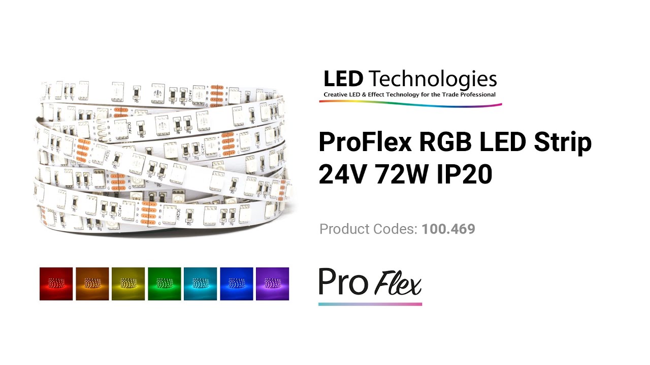 ProFlex RGB LED Strip 24V 72W IP20 | LED Technologies - YouTube