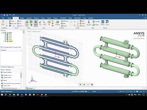 Ansys Spaceclaim Double pipe Shell and Tube Heat Exchanger - YouTube