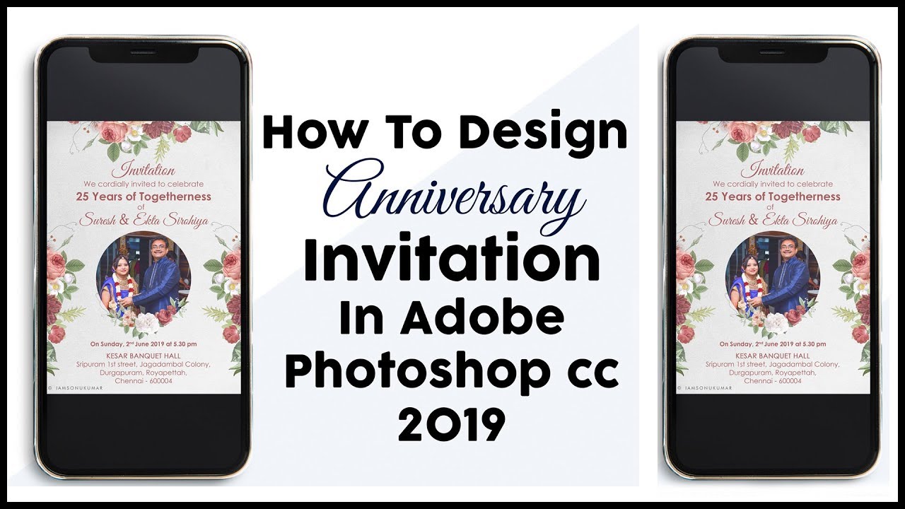 How to Design a Anniversary Invitation in adobe Photoshop cc 2019 - YouTube