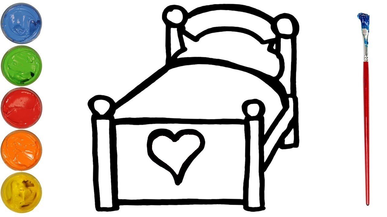 BED WITH HEART Drawing, Painting & Coloring for Kids & Toddlers | COLOR ...