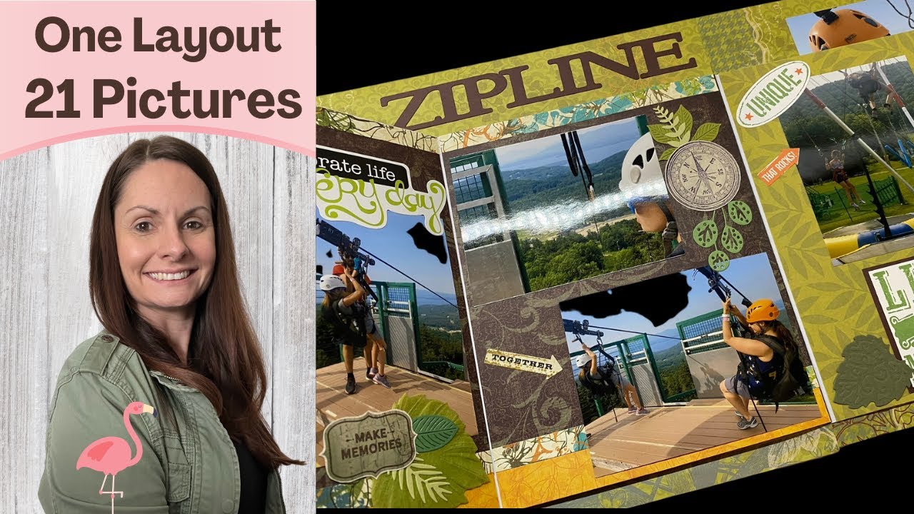 Zip line Interactive Scrapbook Layout - YouTube