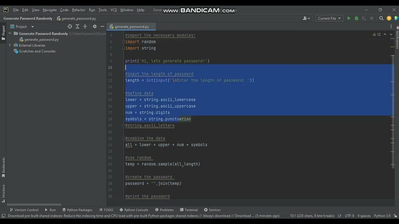 Random password Generator with python | Python Projects - YouTube