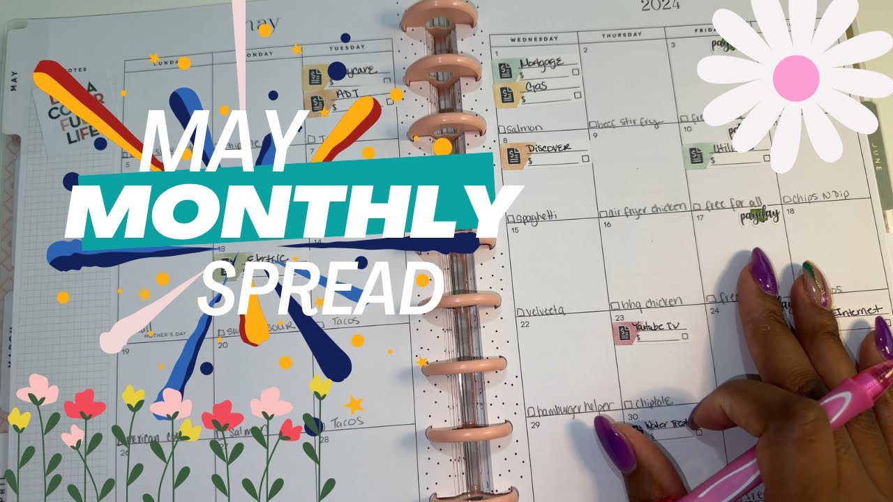 MAY MONTHLY SPREAD | MONTHLY BUDGET BREAKDOWN | SETTING UP MY GOALS ...