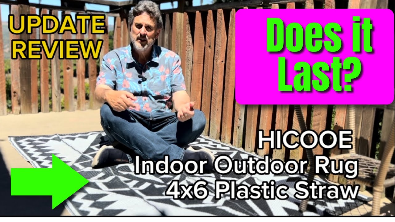 HICOOE Indoor Outdoor Rug 4x6 Plastic Straw Waterproof Outside Rugs ...