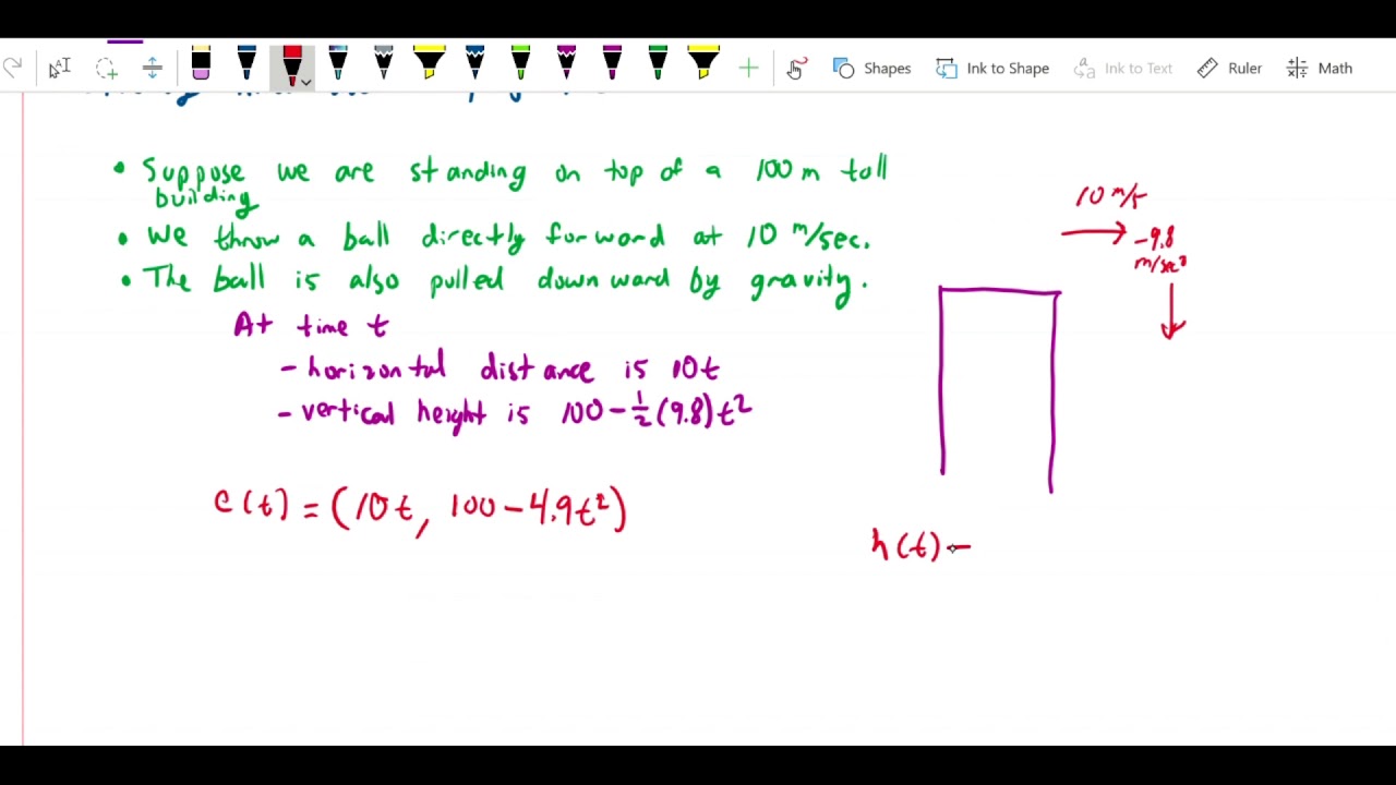 Parametric curves Projectile motion - YouTube